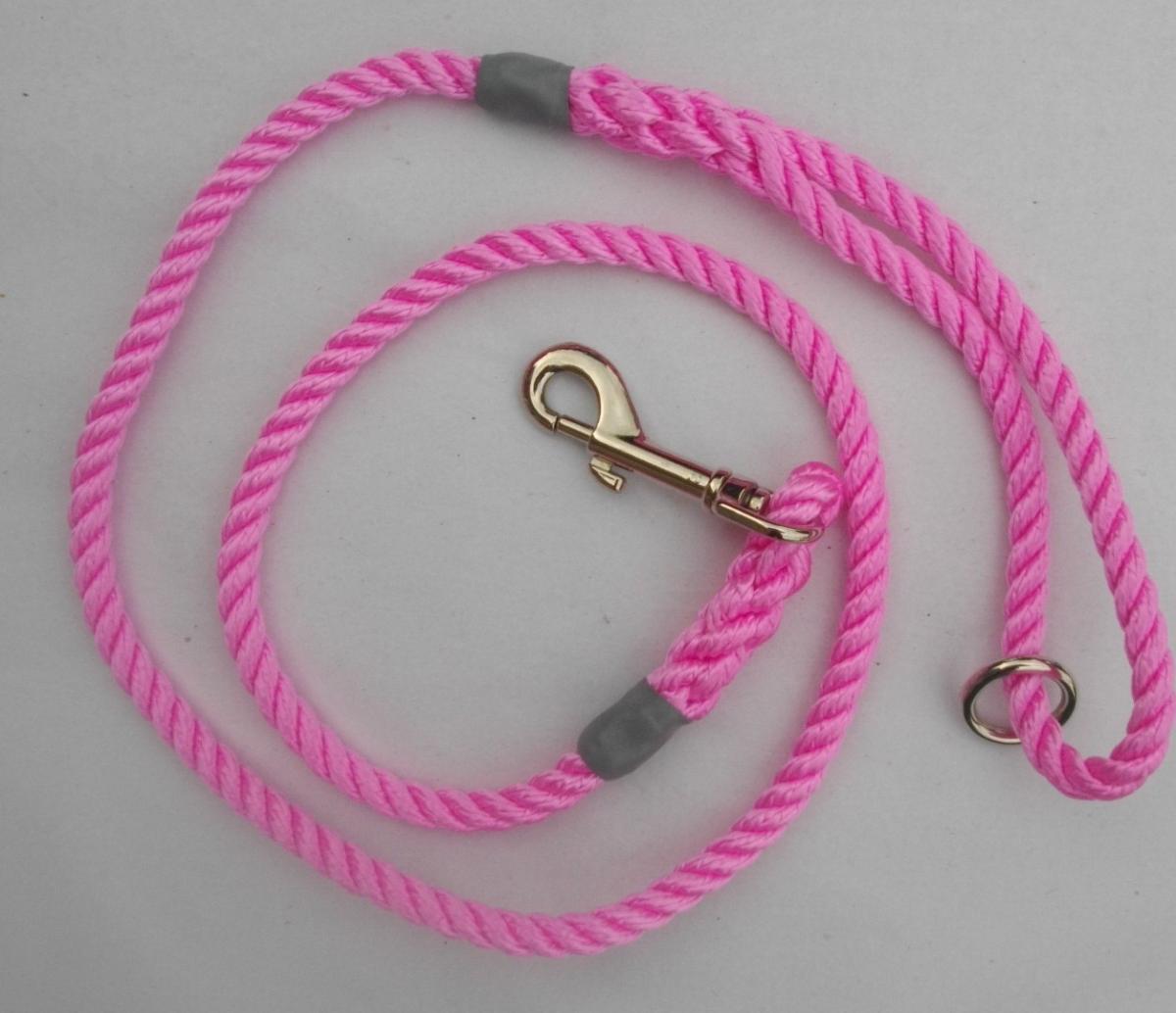Bright Pink Nylon Spliced Rope Clip Dog Lead
